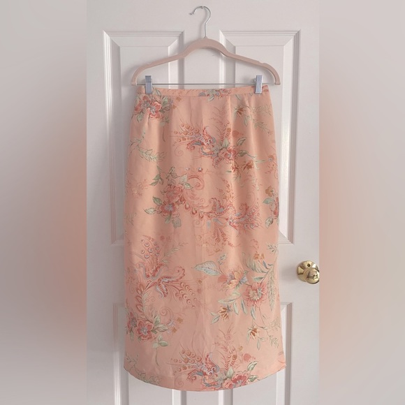 Skirts | Pale Pink Floral Midi Skirt | Poshmark